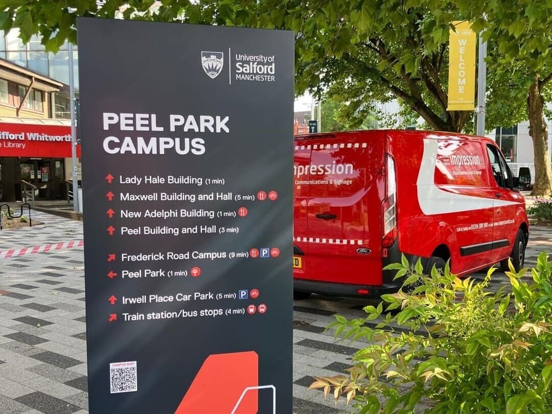 Wayfinding signage & large format graphics for the University of Salford