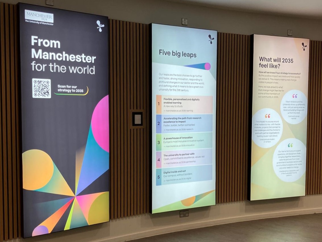 Signage, hoardings & large format print for the University of Manchester